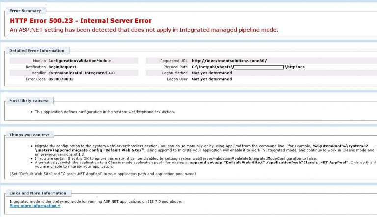 How to Fix - ASP.NET Settings has been Detected that does not Apply in Integrated Managed ...